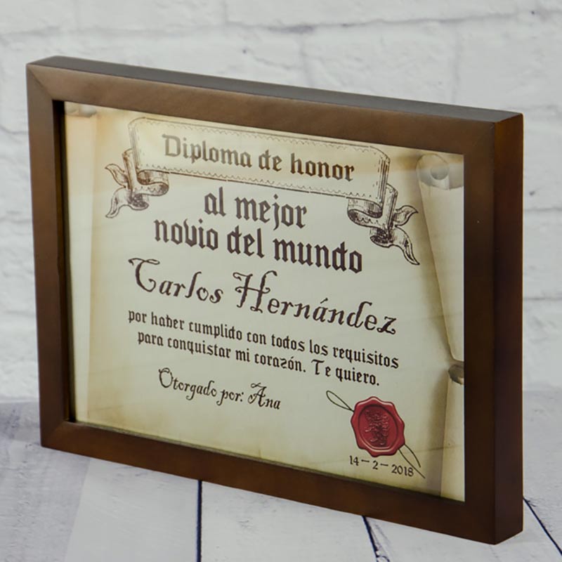 Diploma pergamino al mejor novio | Calledelregalo.es